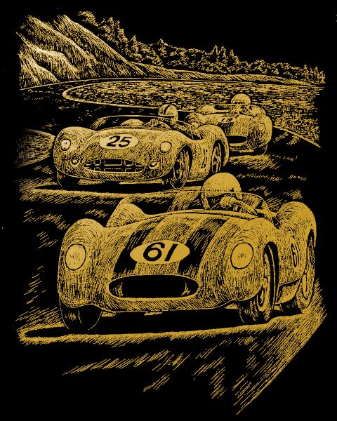 Engraving Art Set Gold Foil Nostalgic Race Cars – Stone Art Supply