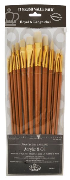 12-Piece Bone Taklon Long Brush Set 1 – Stone Art Supply